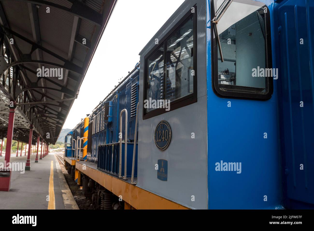 A locomotive in the Dunedin Station in Dunedin, South Island, New ...