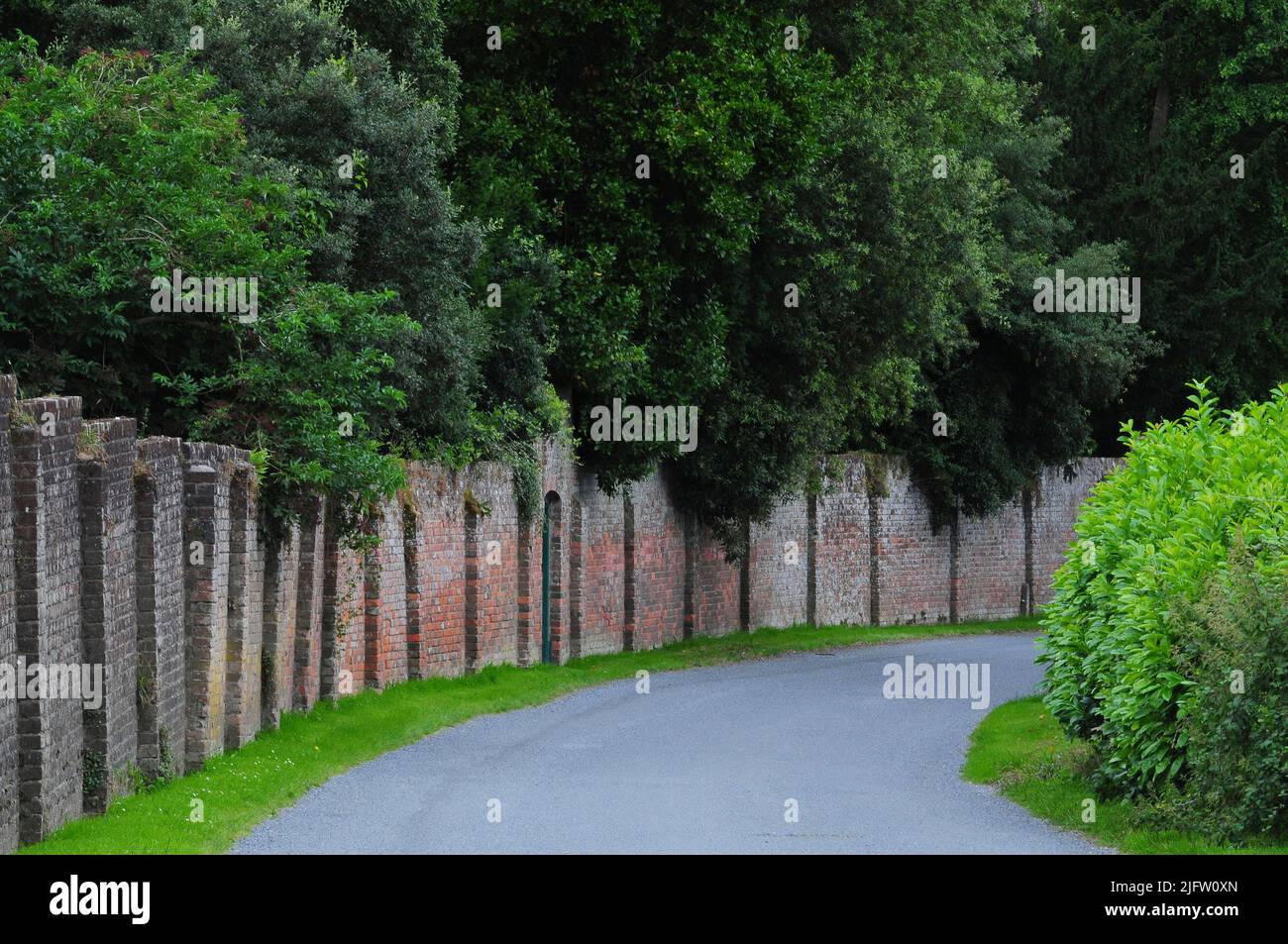 Estate wall in Shroton or Iwerne Courtney in north Dorset, England, UK ...