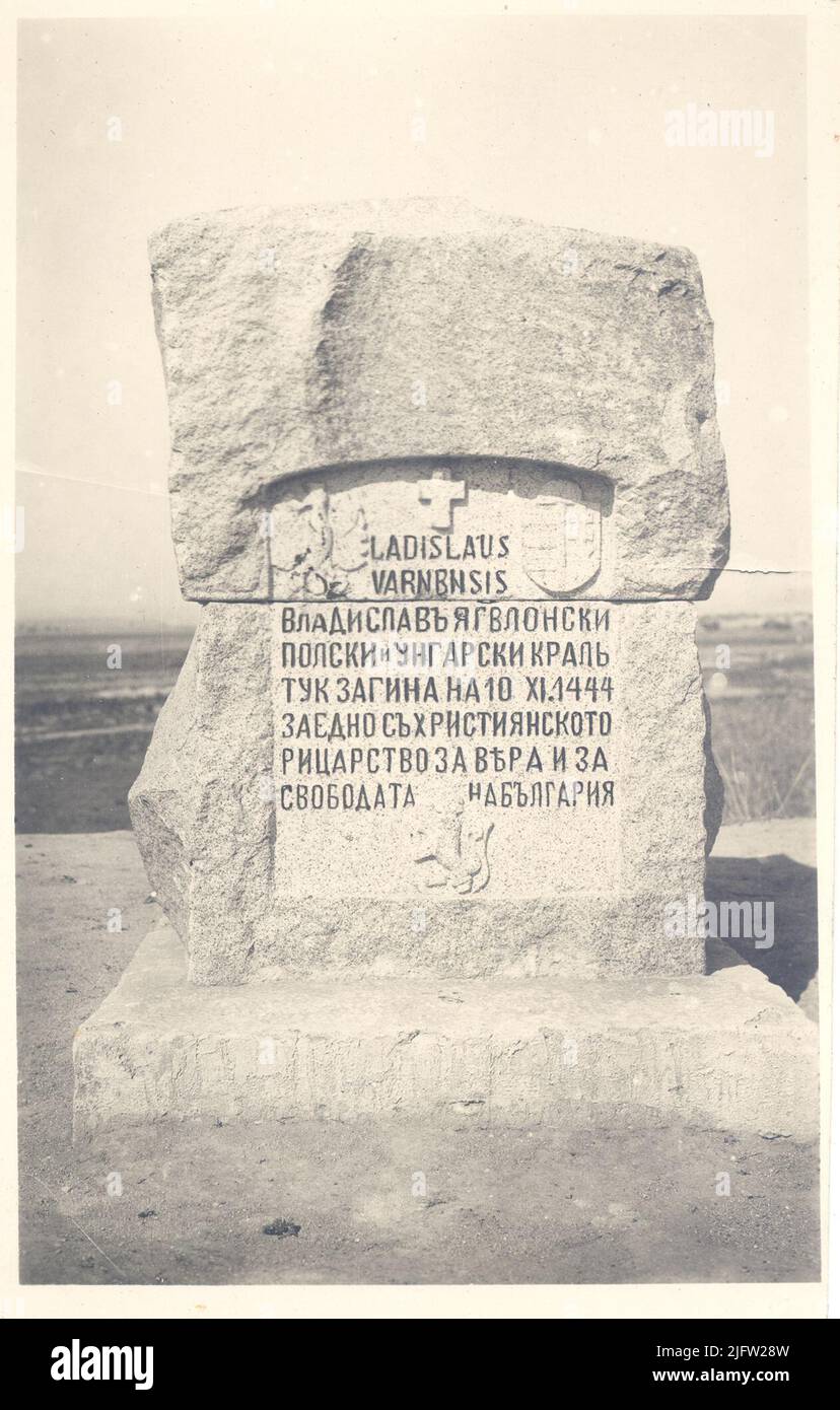 Varna. A memorial plaque of Vladislav III Jagelo Stock Photo - Alamy