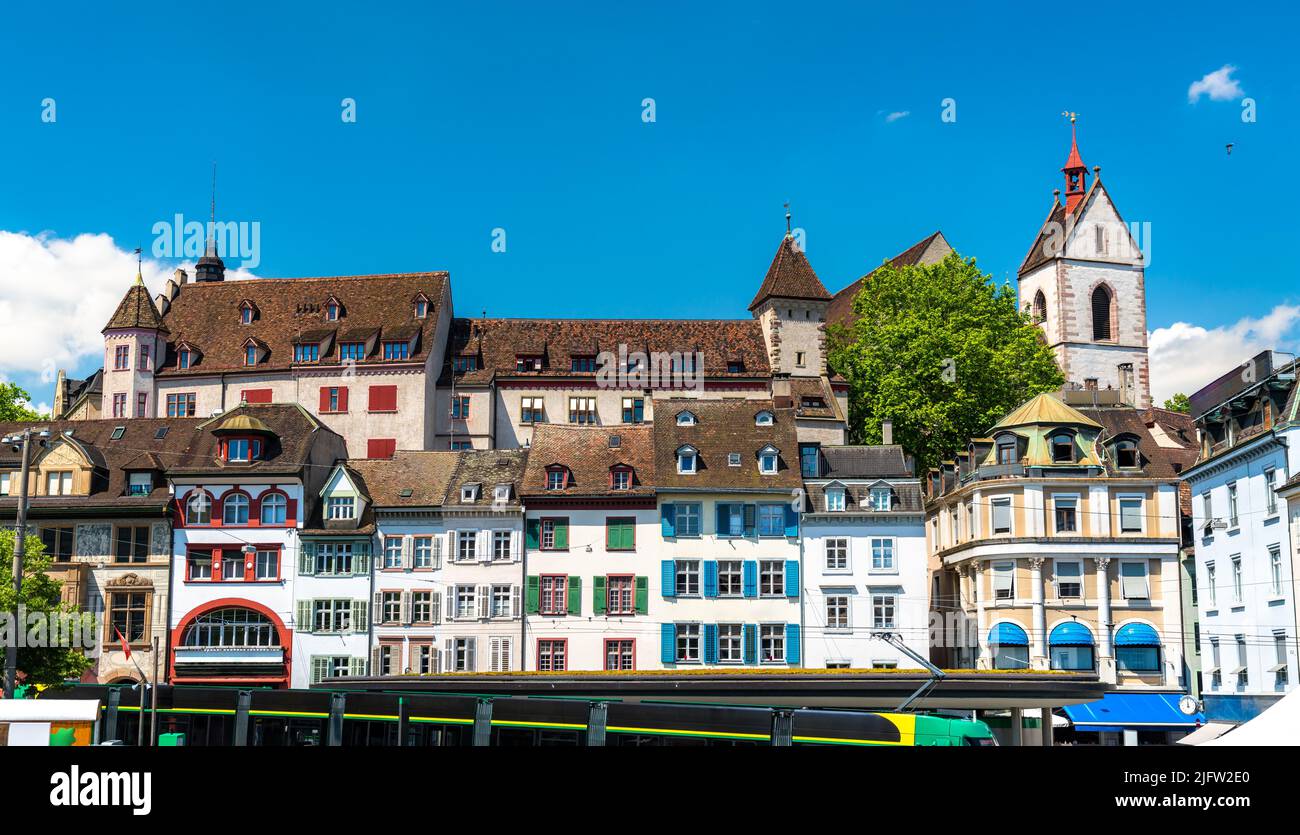 View of the Leonhardskirche church at the Lohnhof in Basel, Switzerland ...