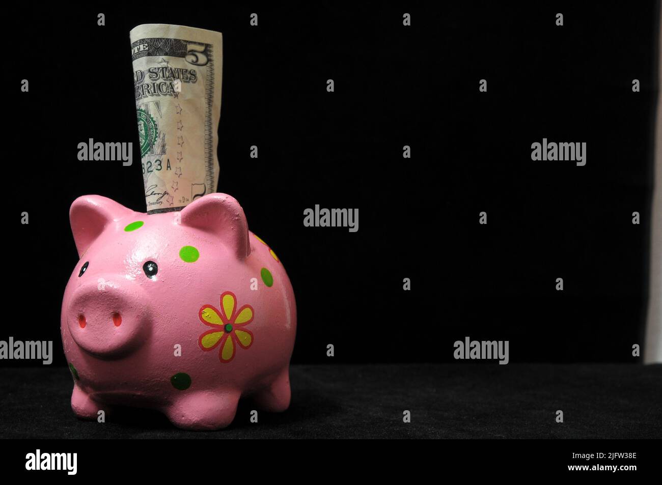 Save Money with One Pink Pig Piggy Bank Stock Photo - Alamy