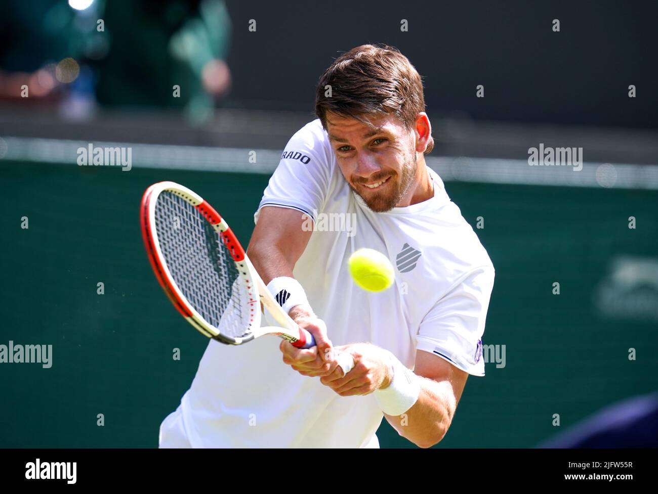 Cameron Norrie in action during his Gentlemen's Singles quarter-final ...