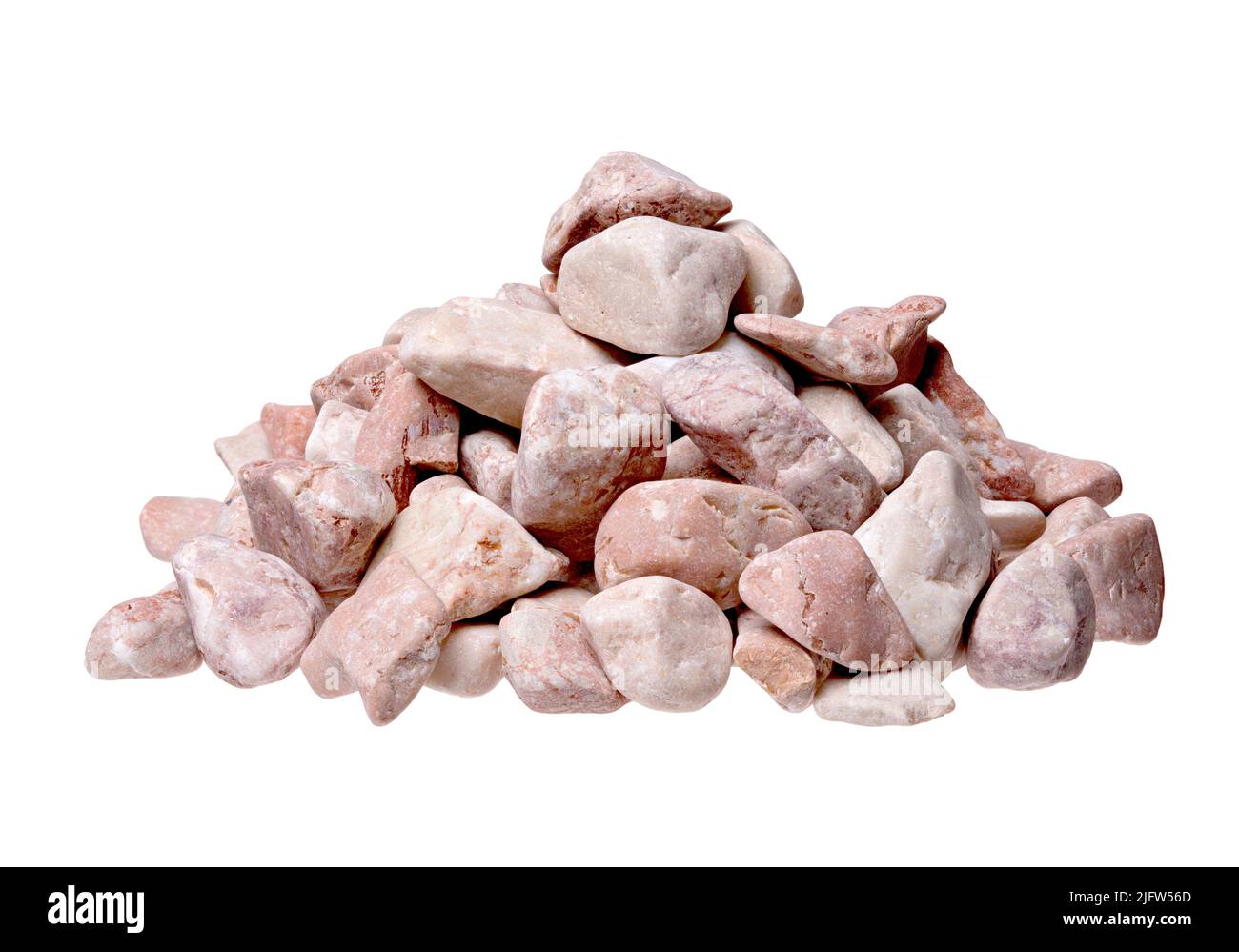 Pink pebble stone over white background close-up Stock Photo - Alamy