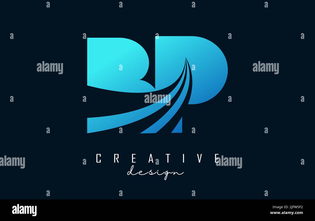 Creative blue letter BP b p logo with leading lines and road concept ...