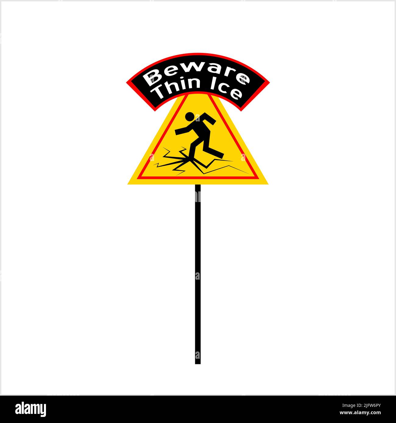 Beware Thin Ice Sign Vector Art Illustration Stock Vector Image & Art ...