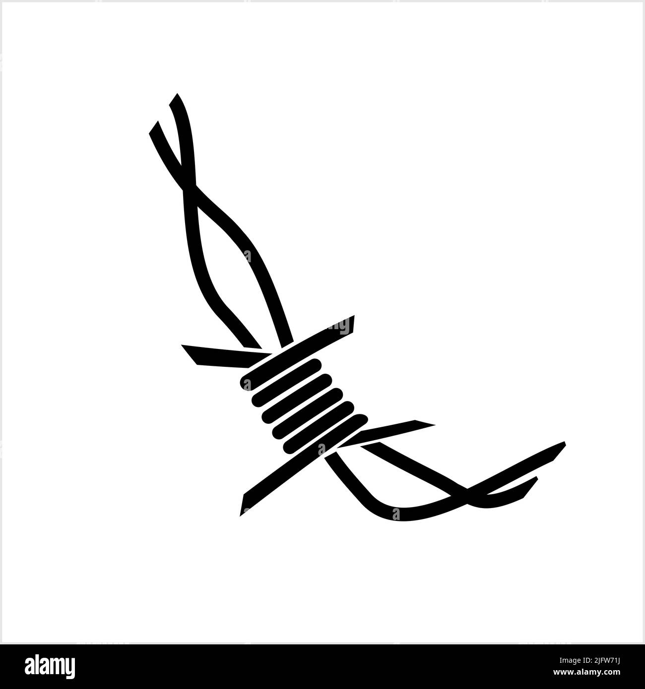 Barbed Wire Icon, Sharp Barbed Wire Vector Art Illustration Stock ...