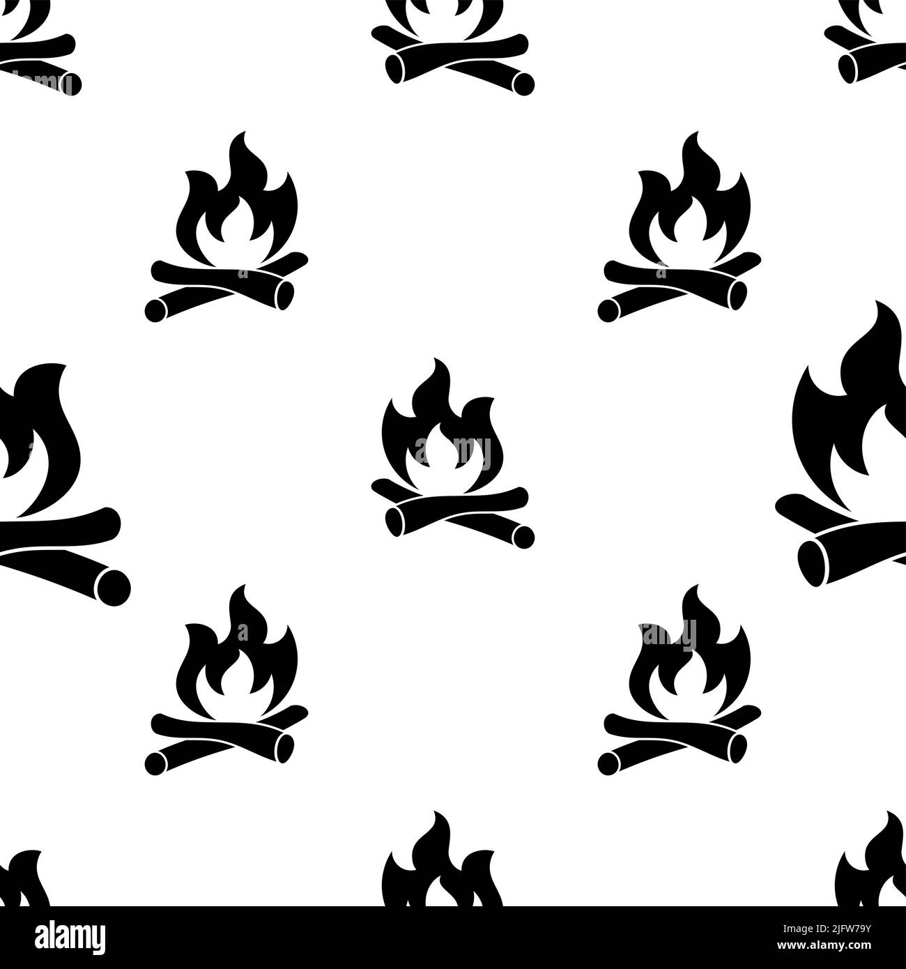 Campfire Icon Seamless Pattern, Camp Fire Vector Art Illustration Stock ...