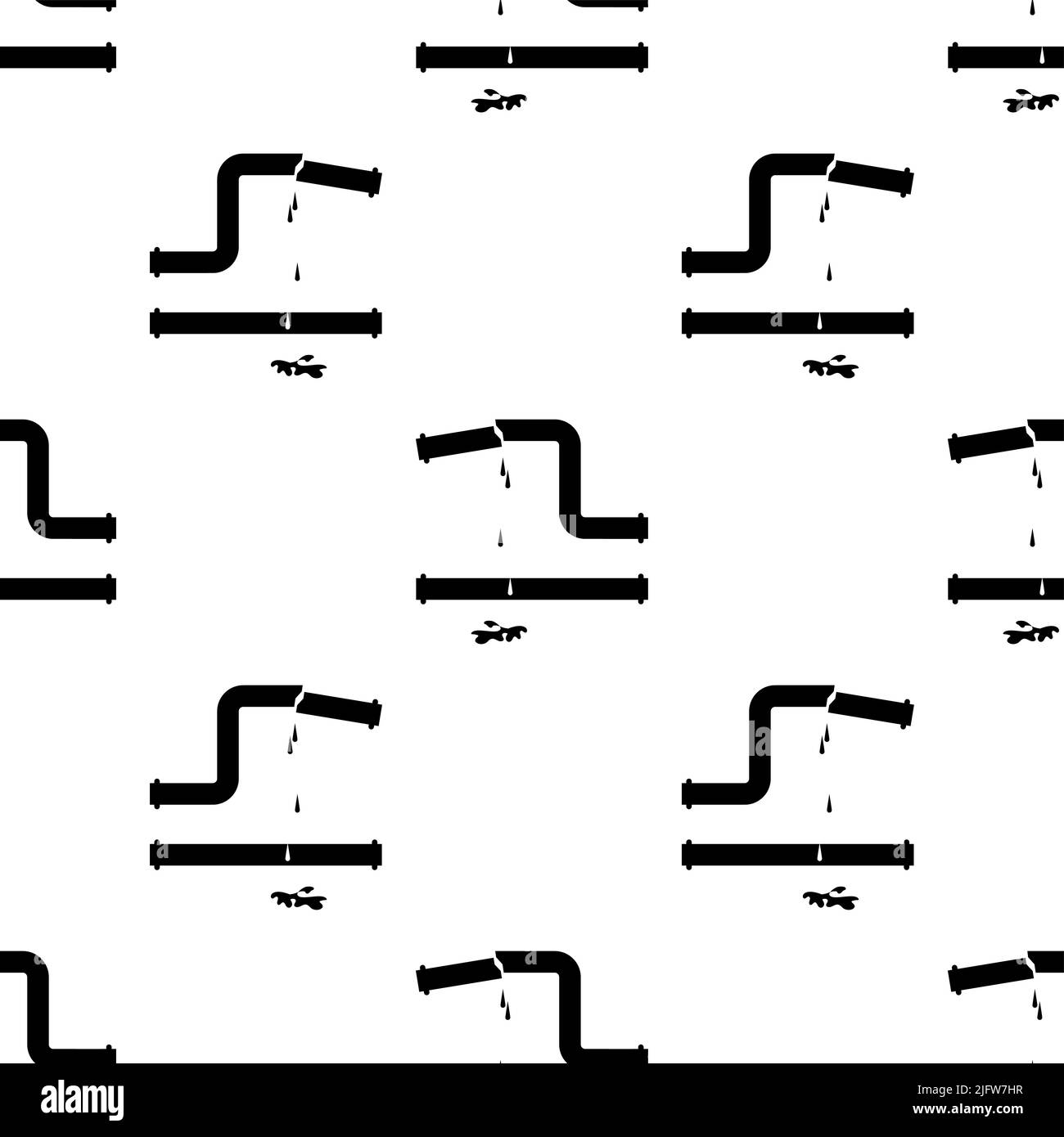 Broken Pipe Icon Seamless Pattern, Leakage In Pipe Vector Art ...