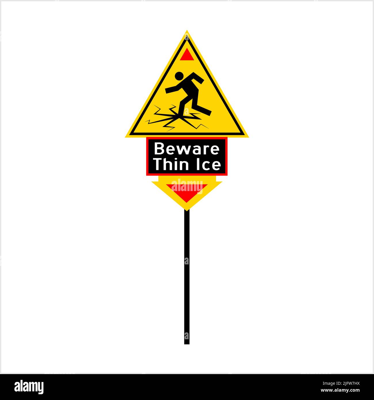 Beware Thin Ice Sign Vector Art Illustration Stock Vector Image & Art ...