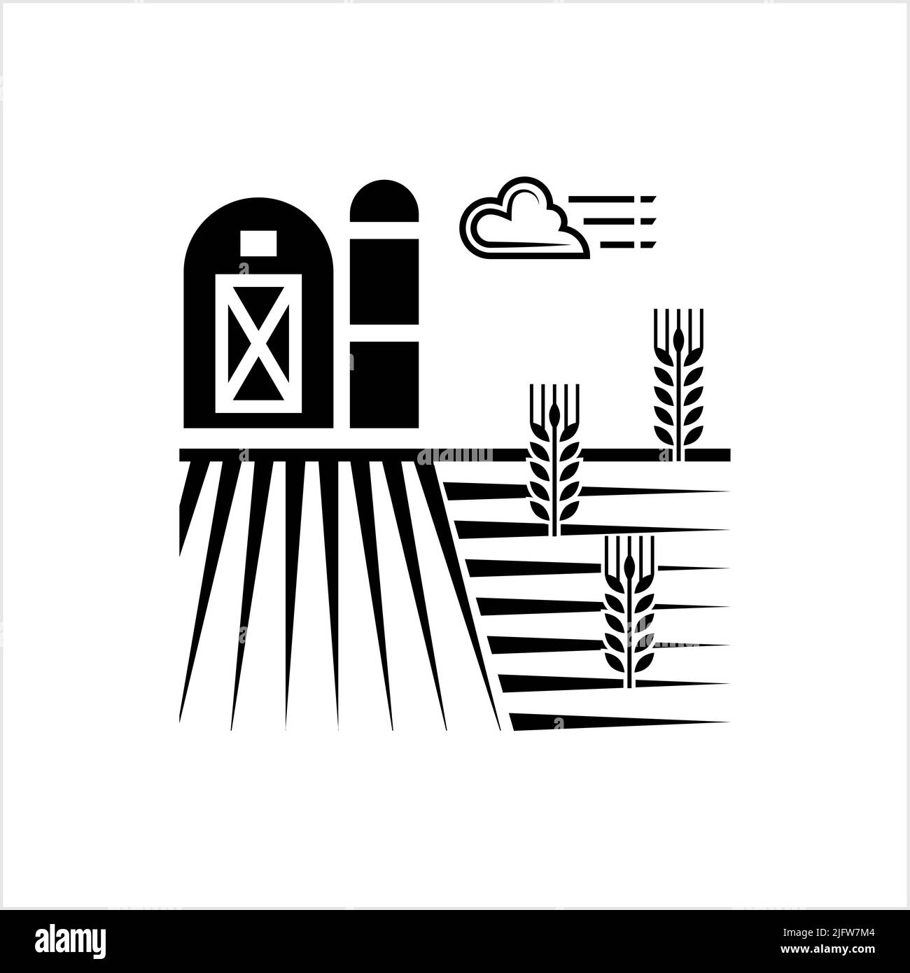 Farm Field Icon, Barn, Farmland Agriculture Icon Vector Art ...
