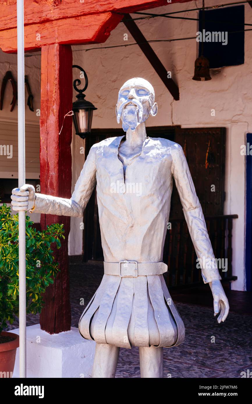 Don Quixote sculpture. Courtyard. Venta del Quijote. Inns are typical ...
