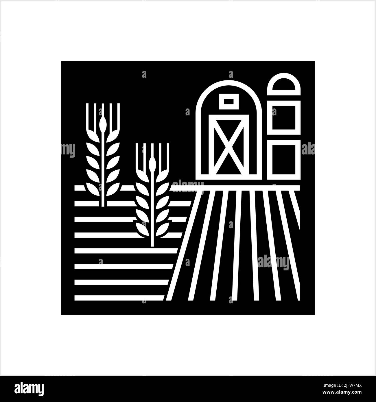 Farm Field Icon, Barn, Farmland Agriculture Icon Vector Art ...