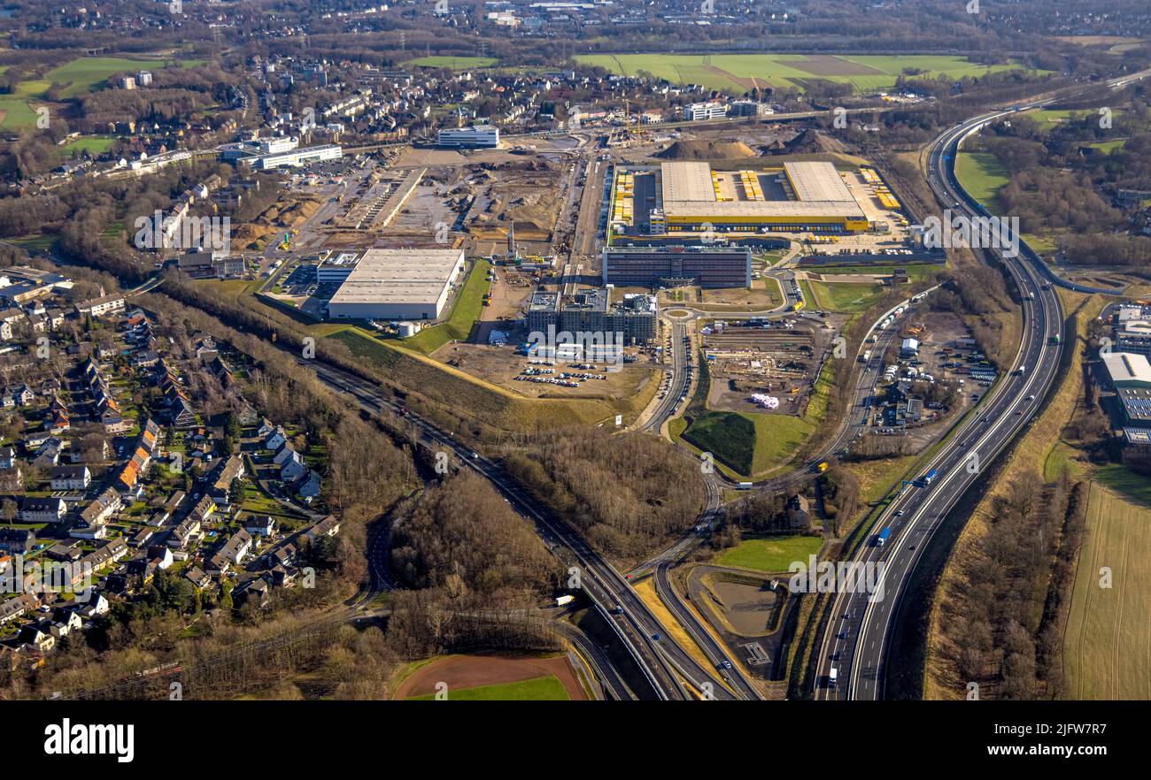 Aerial photograph, Mark 51/7 industrial estate and DHL logistics hall ...