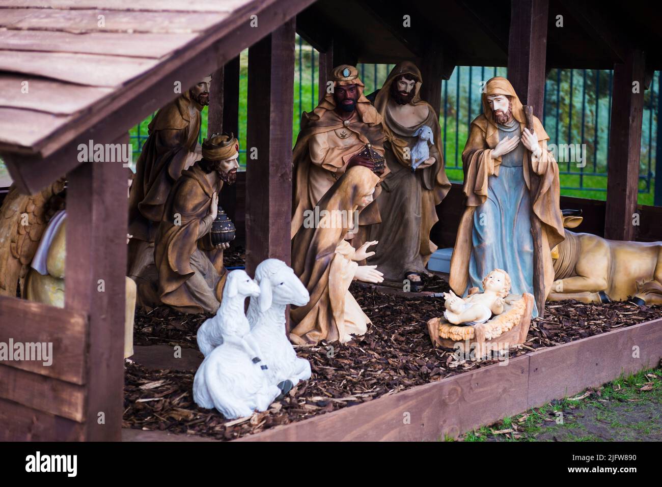 Nativity scene installed next to the Liverpool Cathedral, built on St ...