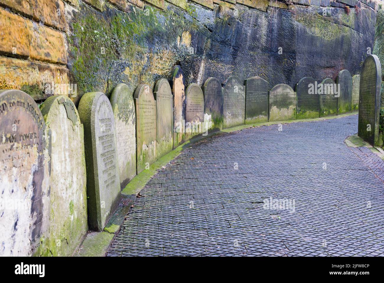 The quiet green space of St James's Cemetery and Garden at the side of ...