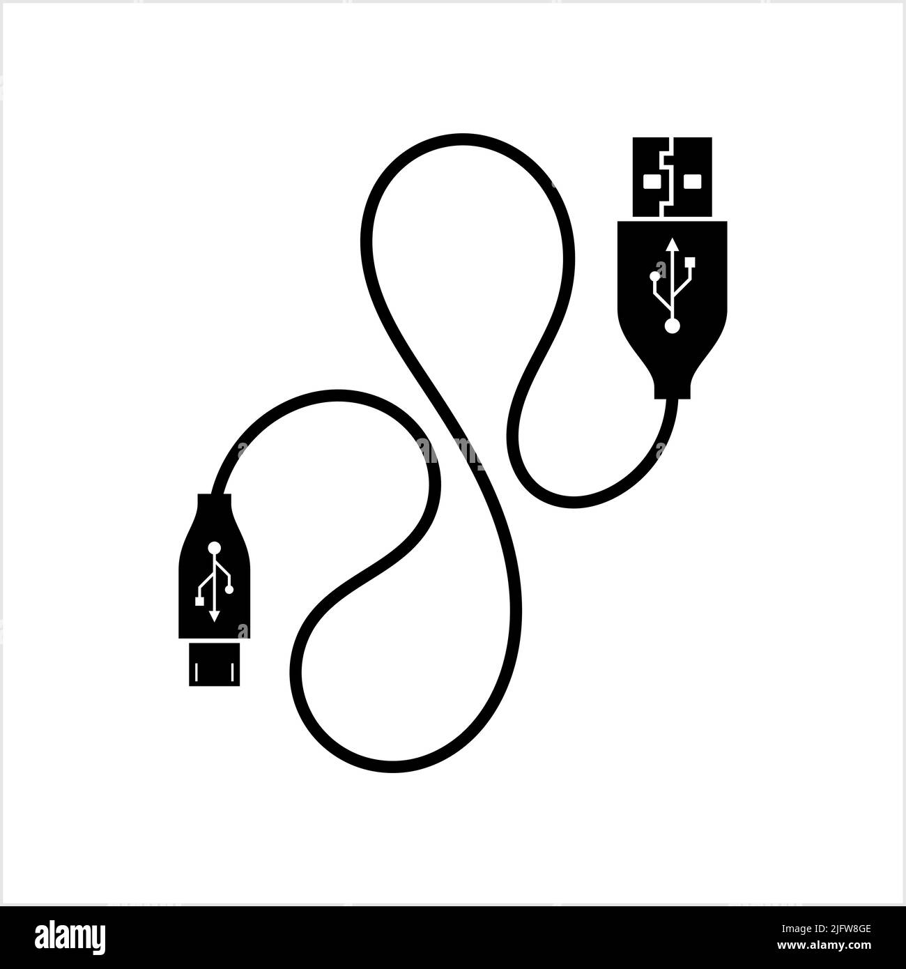 Micro Usb Cable, Usb Cable Vector Art Illustration Stock Vector Image ...