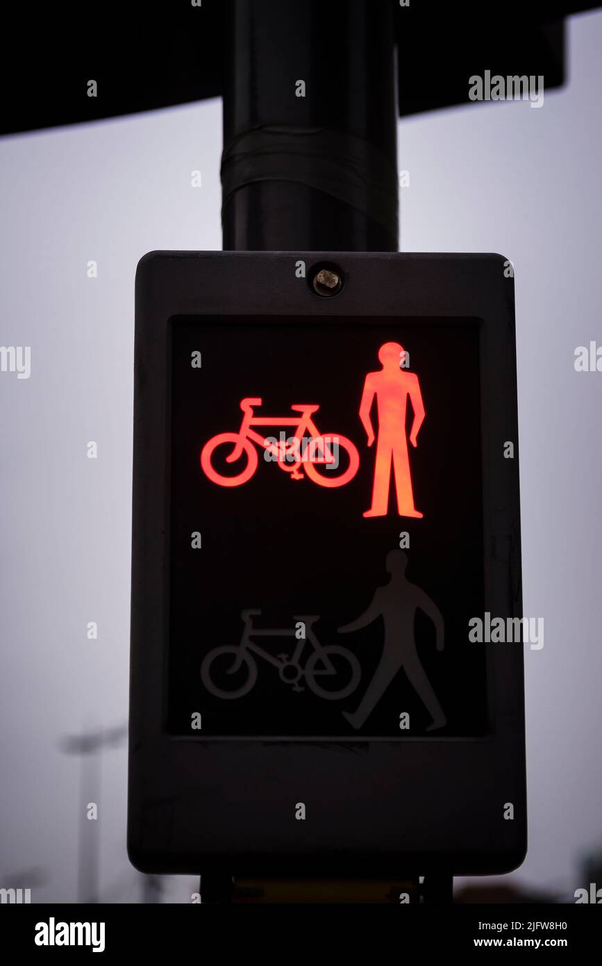 Red pedestrian traffic light. Liverpool, Merseyside, Lancashire ...