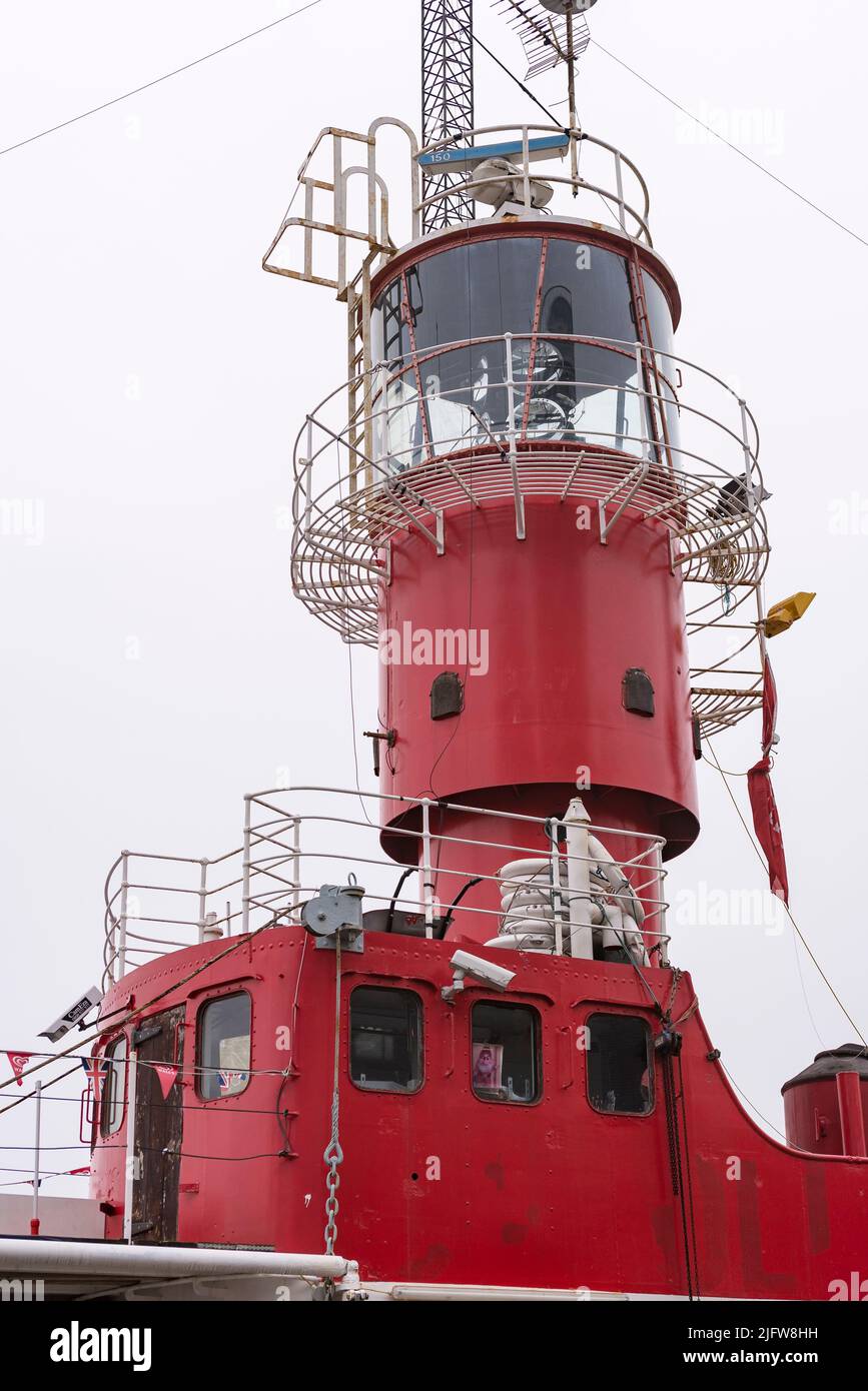 Optical system of a lighthouse ship. Liverpool, Merseyside, Lancashire ...