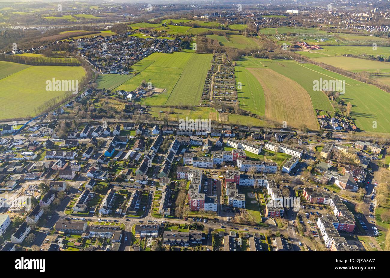 Aerial view, new building areas between Wattenscheid railway station ...