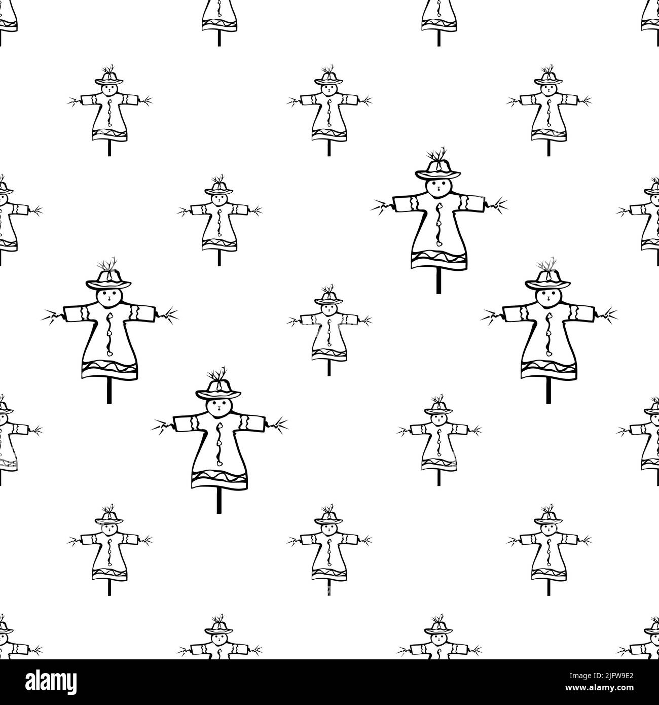 Scarecrow Icon Seamless Pattern, Mannequin, Decoy Shape Of A Human To ...
