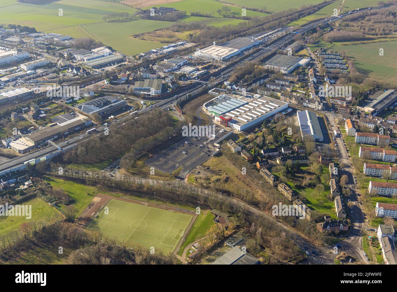 Aerial view, New toom hardware store Berliner Straße in Wattenscheid in ...