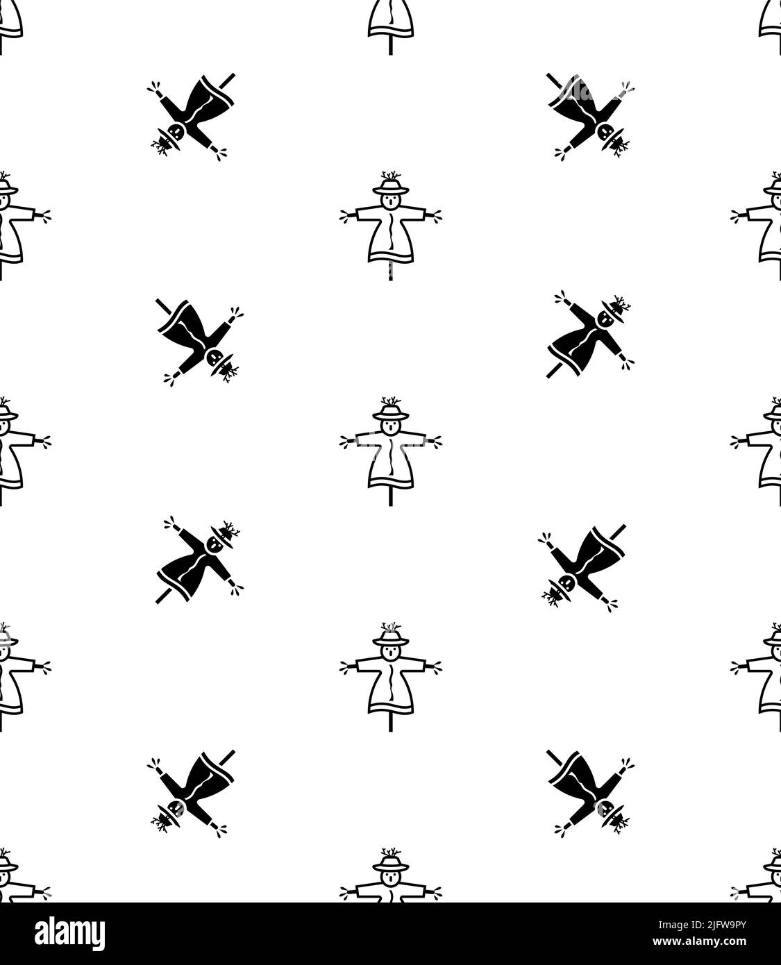 Scarecrow Icon Seamless Pattern, Mannequin, Decoy Shape Of A Human To ...