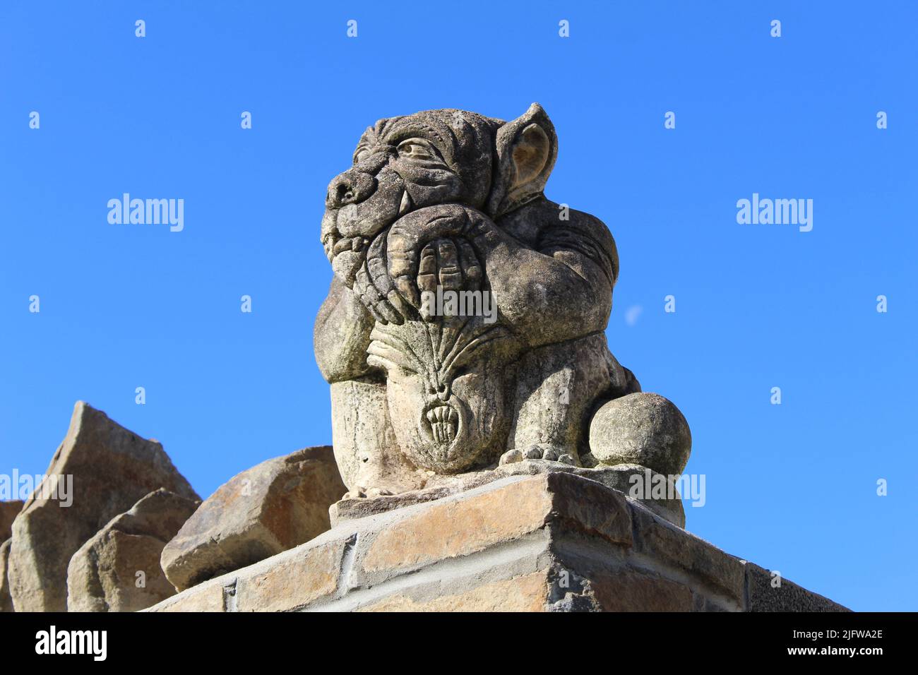gatekeeper statue taken in south wales Stock Photo - Alamy