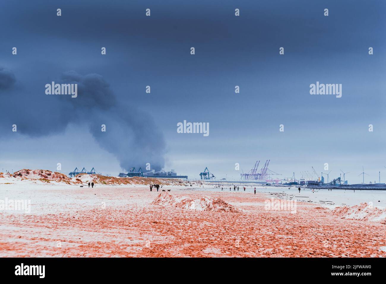 Crosby Beach, in the background Container Terminal of the Port of ...