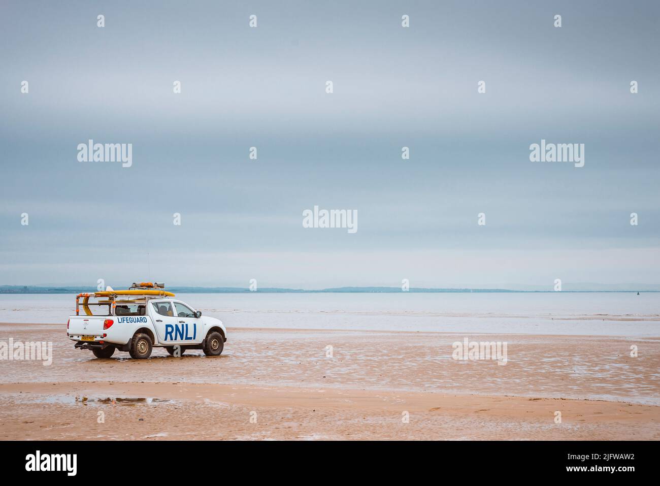 RNLI Lifeguard car. Crosby, Merseyside,Lancashire, England, United ...