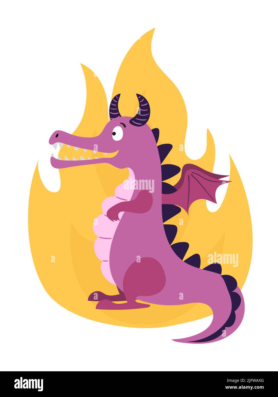 Cute cartoon dragon animal. Vector flat illustration Stock Vector Image ...