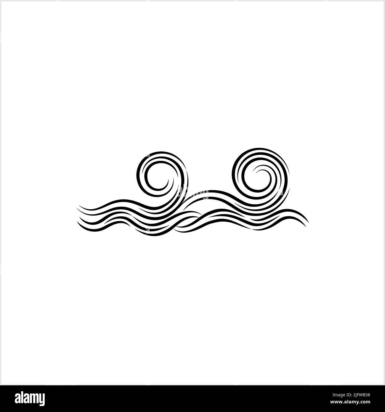 Water Wave Icon, Water Wave Sign Vector Art Illustration Stock Vector ...