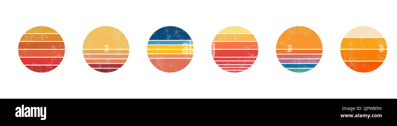 Retro sunset collection icon set Stock Vector Image & Art - Alamy
