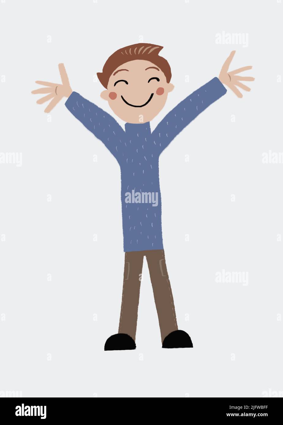 happy man cartoon illustration Stock Photo - Alamy