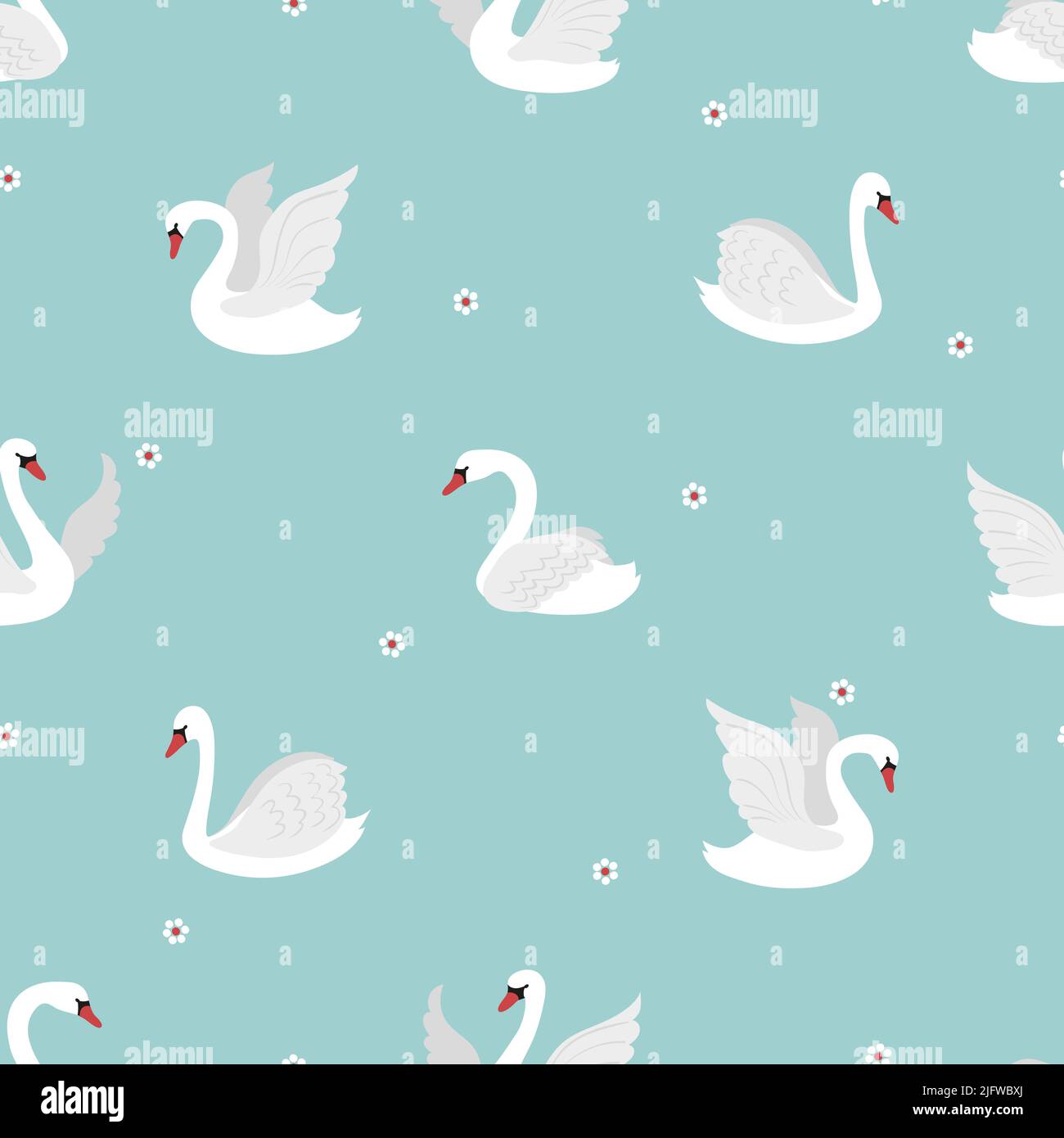 Seamless beautiful swan pattern. Vector birds illustration Stock Vector ...