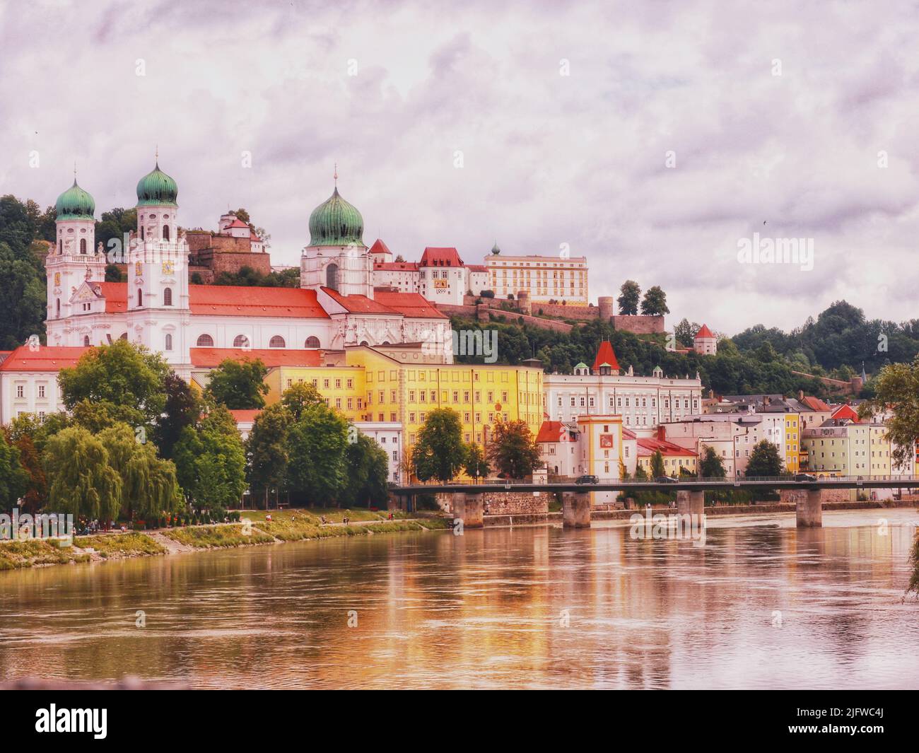 The buildings along river Inn in Passau, Germany Stock Photo - Alamy