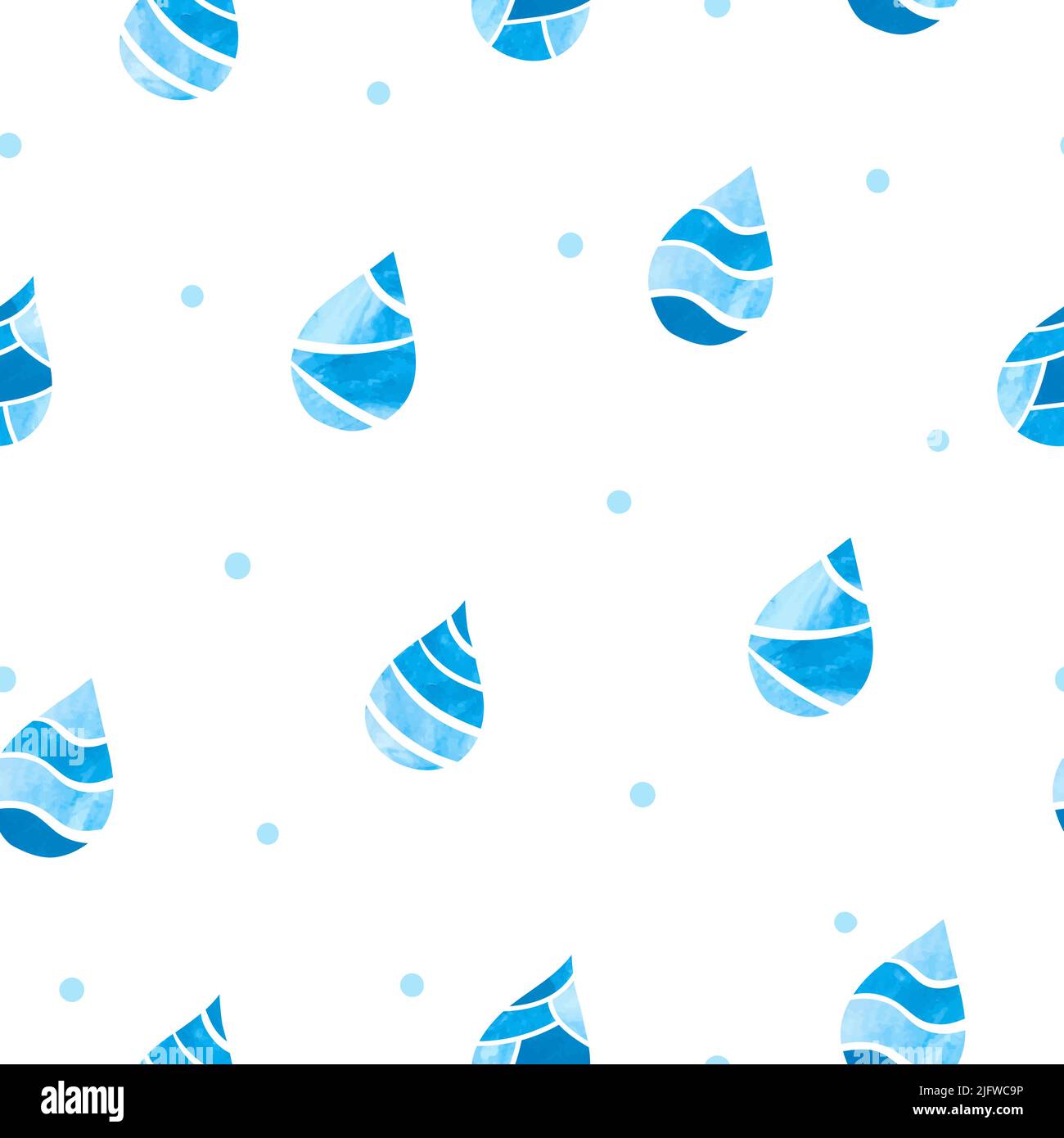 Blue rain drops seamless pattern. Vector watercolor illustration Stock ...