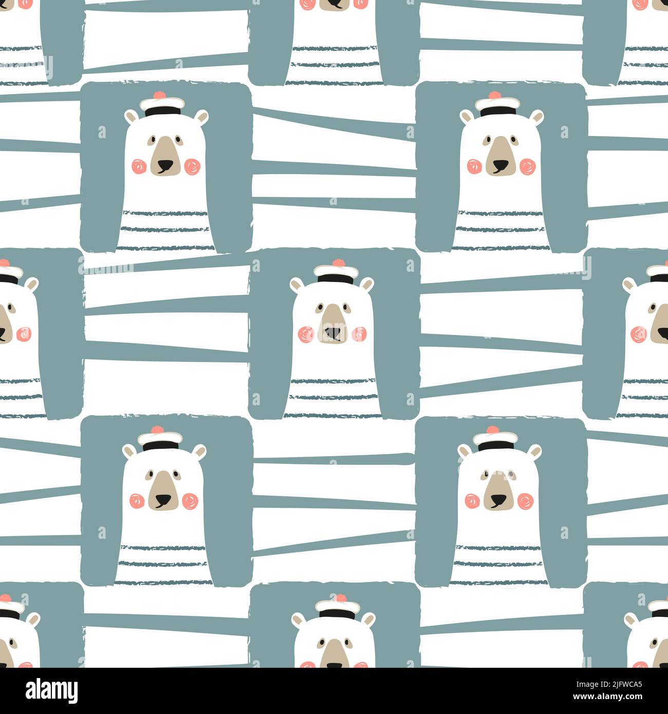 Seamless sea pattern with cute sailor bear. Vector baby print Stock Vector Image & Art - Alamy