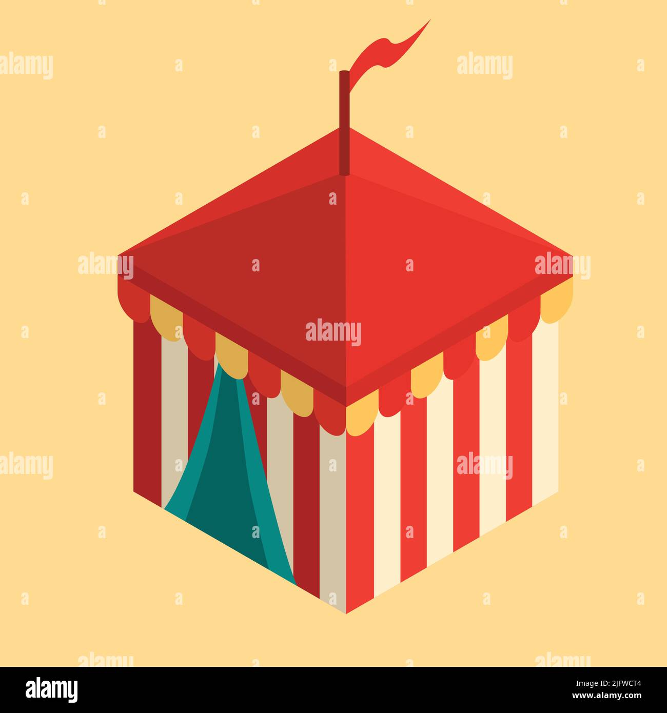 Circus acrobat clown tent, striped holiday tent isometry square tent ...