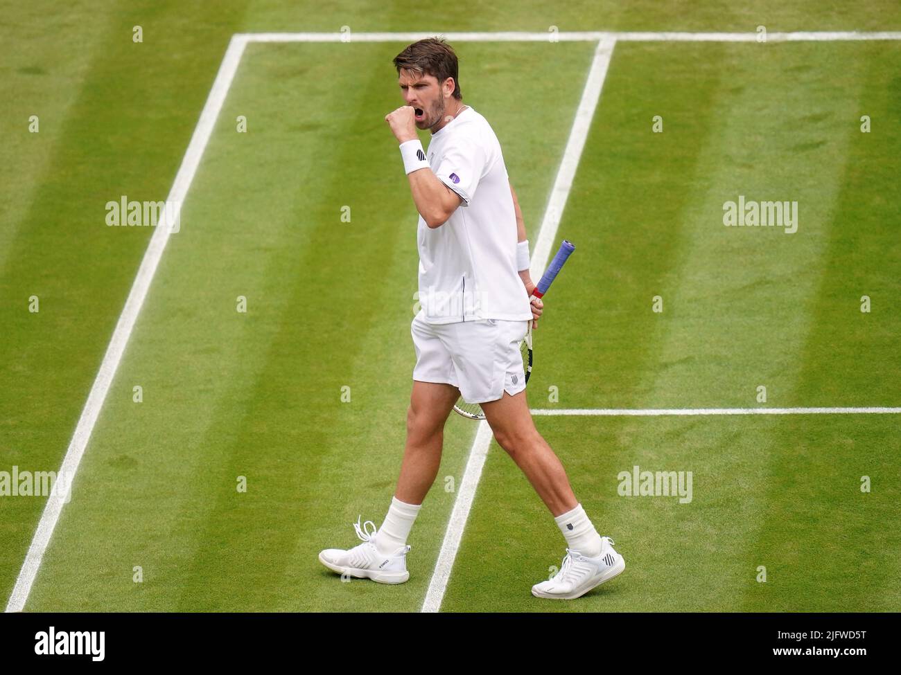 Cameron Norrie celebrates during his Gentlemen's Singles quarter-final ...