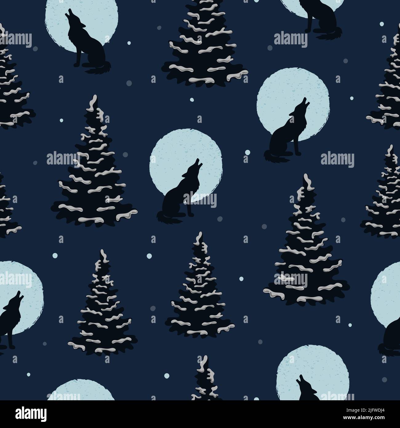 Seamless wolf and moon pattern. Halloween night forest vector ...
