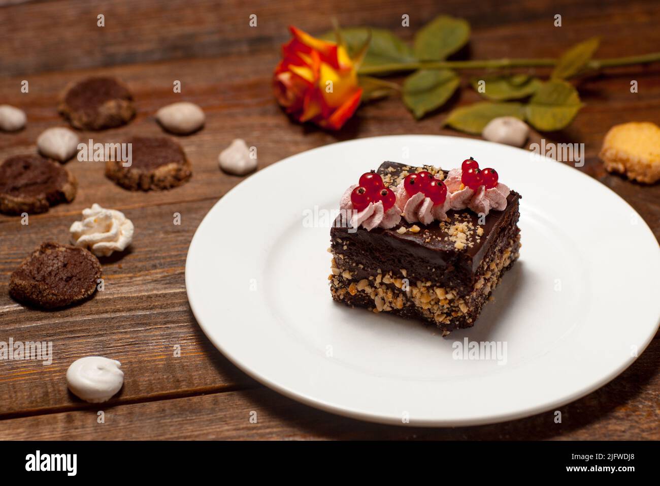 Chocolate cake sweet food recipe restaurant dessert Stock Photo - Alamy