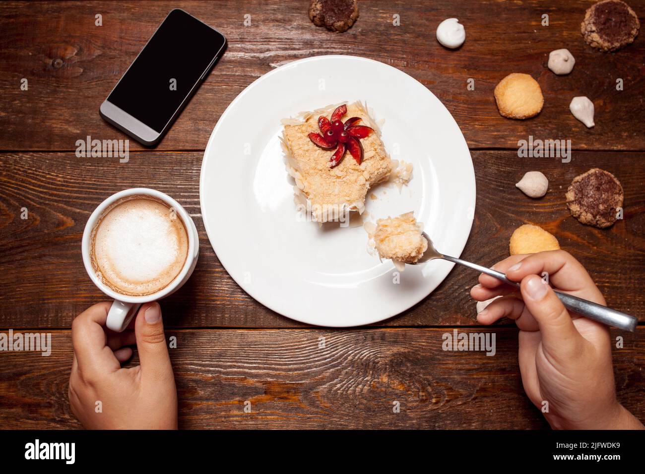 Cake dessert sweet food eating napoleon pastry Stock Photo - Alamy