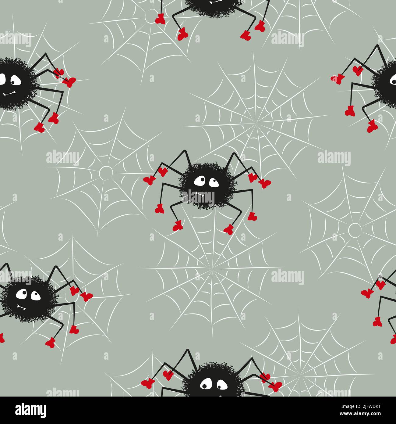 Cute spiders and spider webs seamless pattern. Halloween vector ...