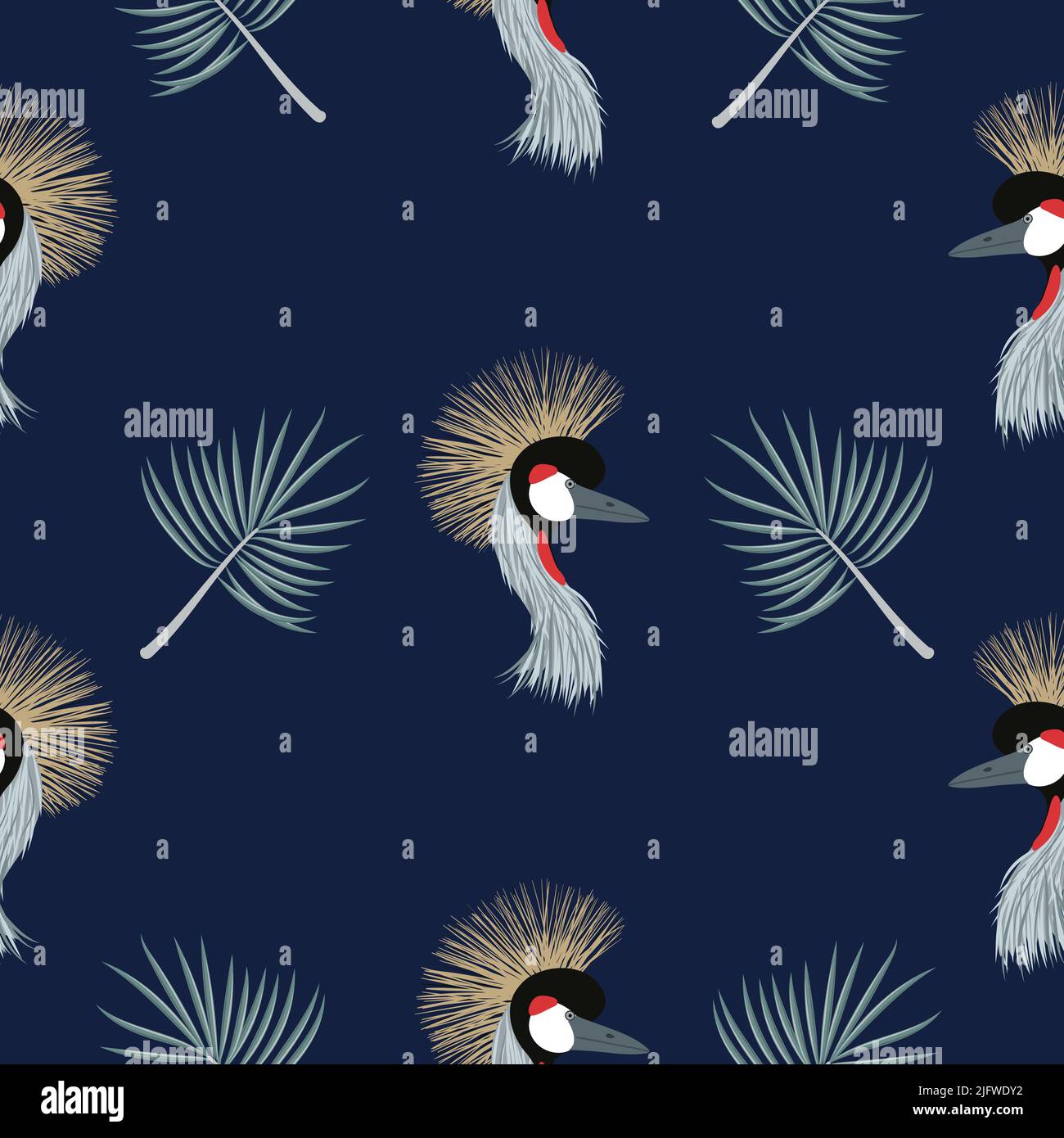 Seamless grey crowned crane bird pattern Stock Vector Image & Art - Alamy