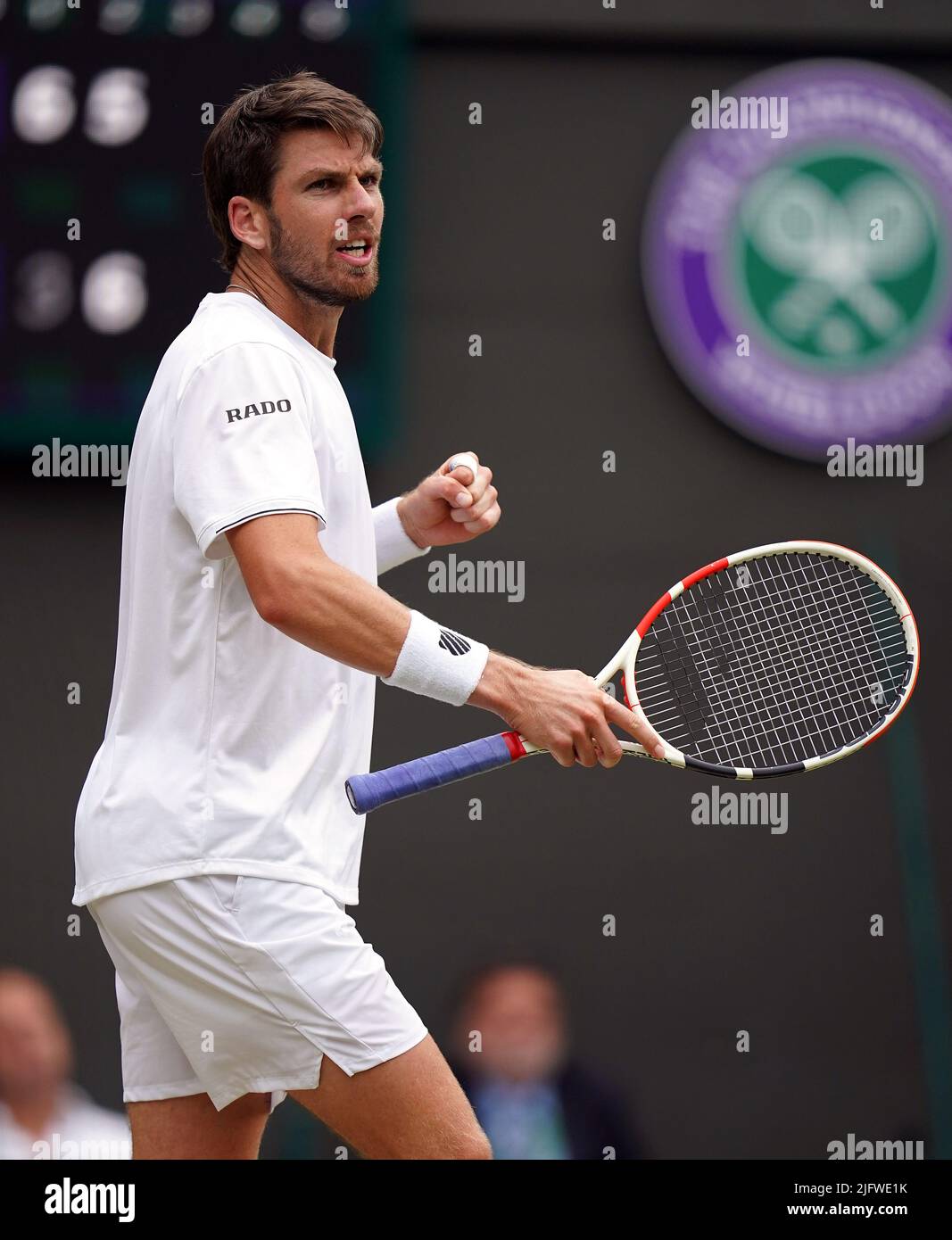 Cameron Norrie celebrates winning the second set during his Gentlemen's ...