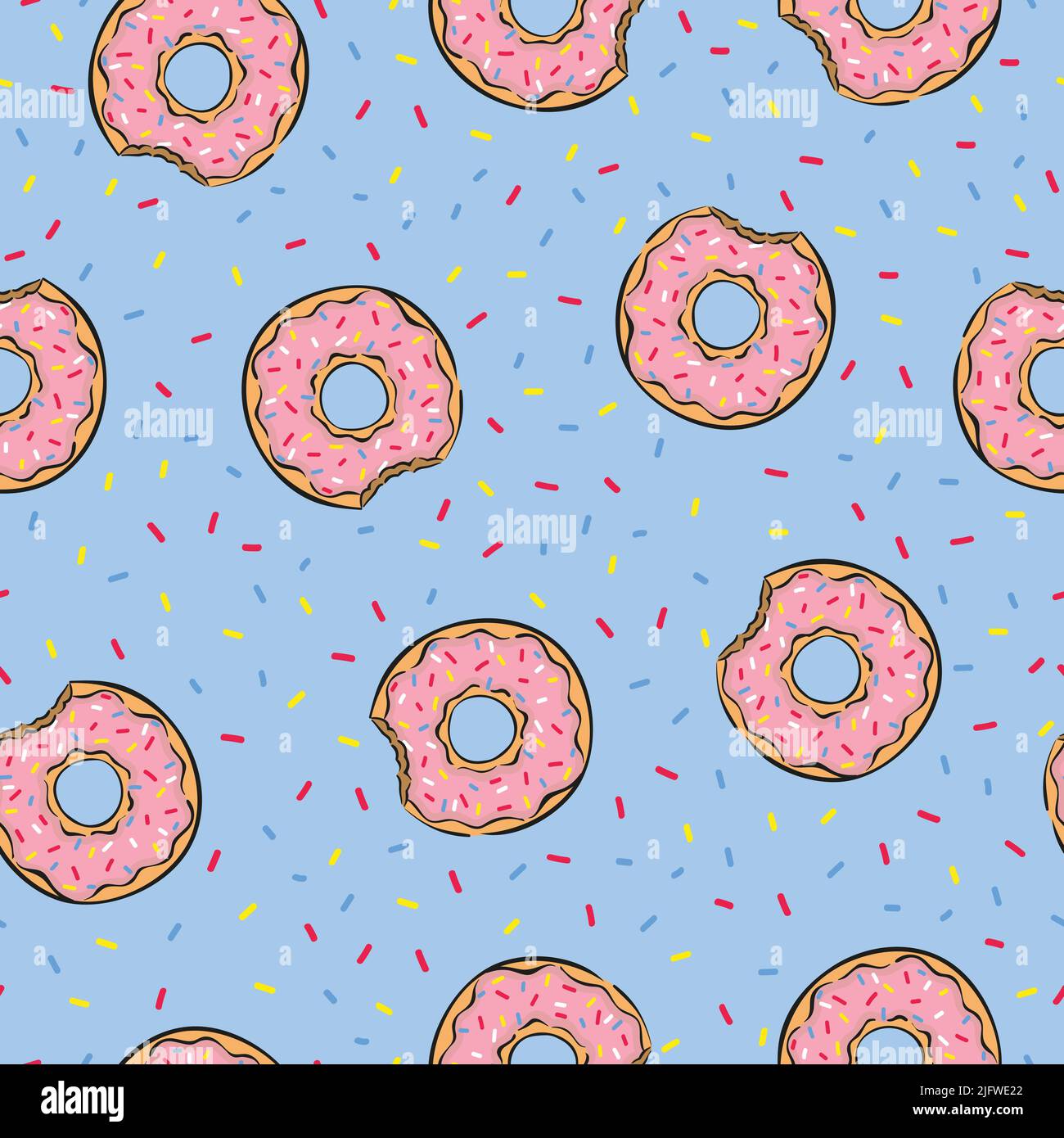 Seamless cartoon donut pattern. Vector sweets background Stock Vector ...