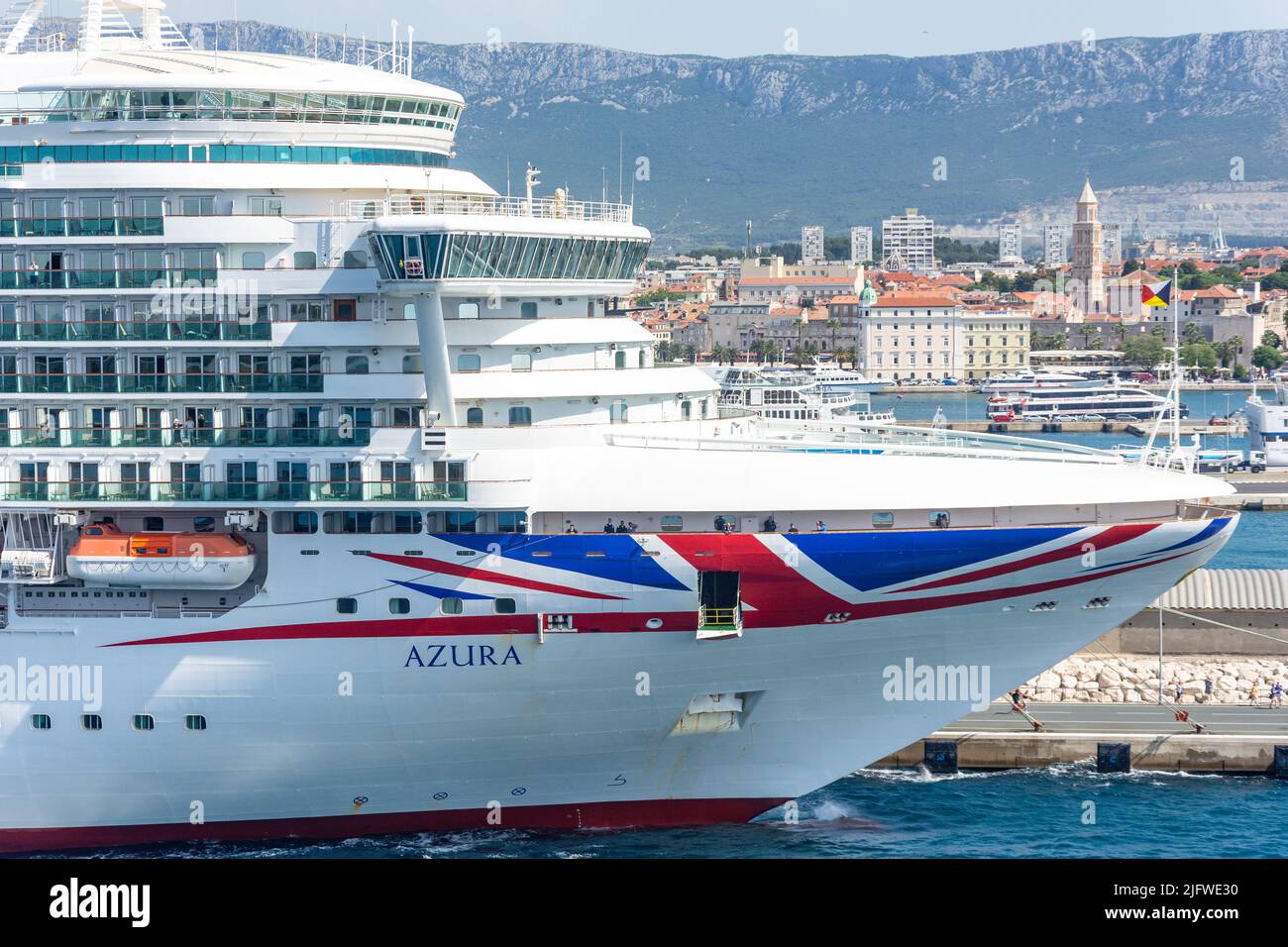 P&O Azura cruise ship berthed in Split Harbour, Split, Croatia Stock ...