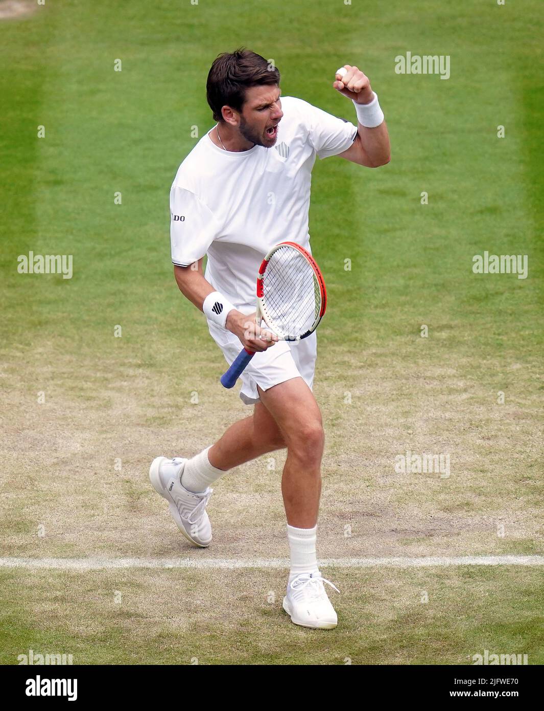 Cameron Norrie celebrates winning the second set during his Gentlemen's ...