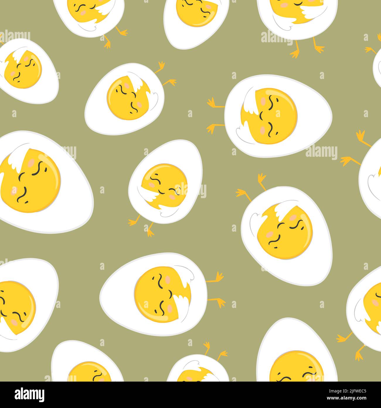Cute cartoon egg seamless pattern. Textile print, wrapping paper design ...