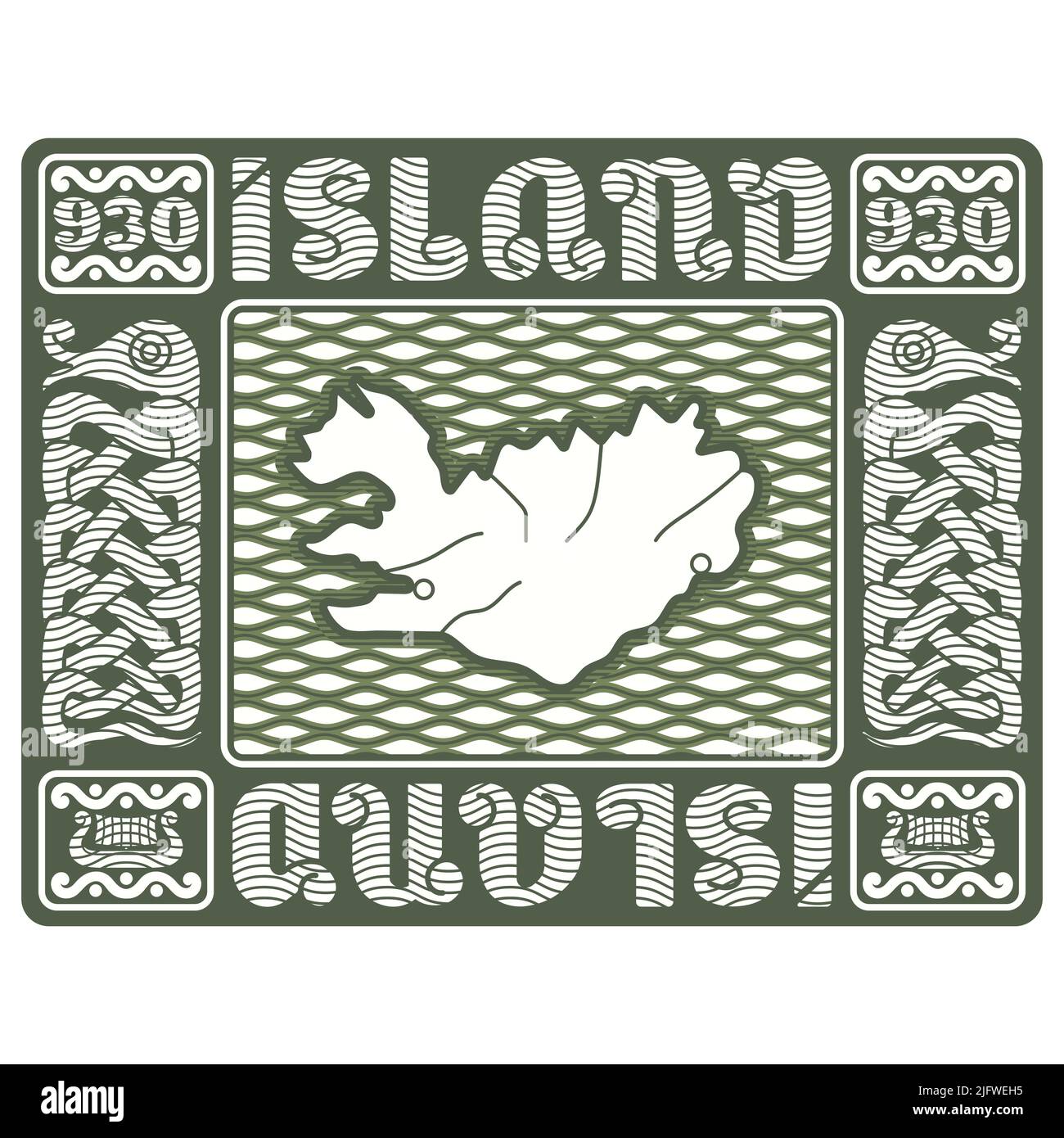 Scandinavian Viking design. Iceland map in retro vintage style and ...